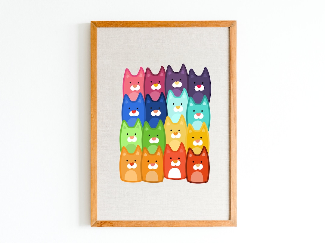 Digital Download, Cat Sign, Sign, Colorful Rainbow Cats, 8x10, Instant ...