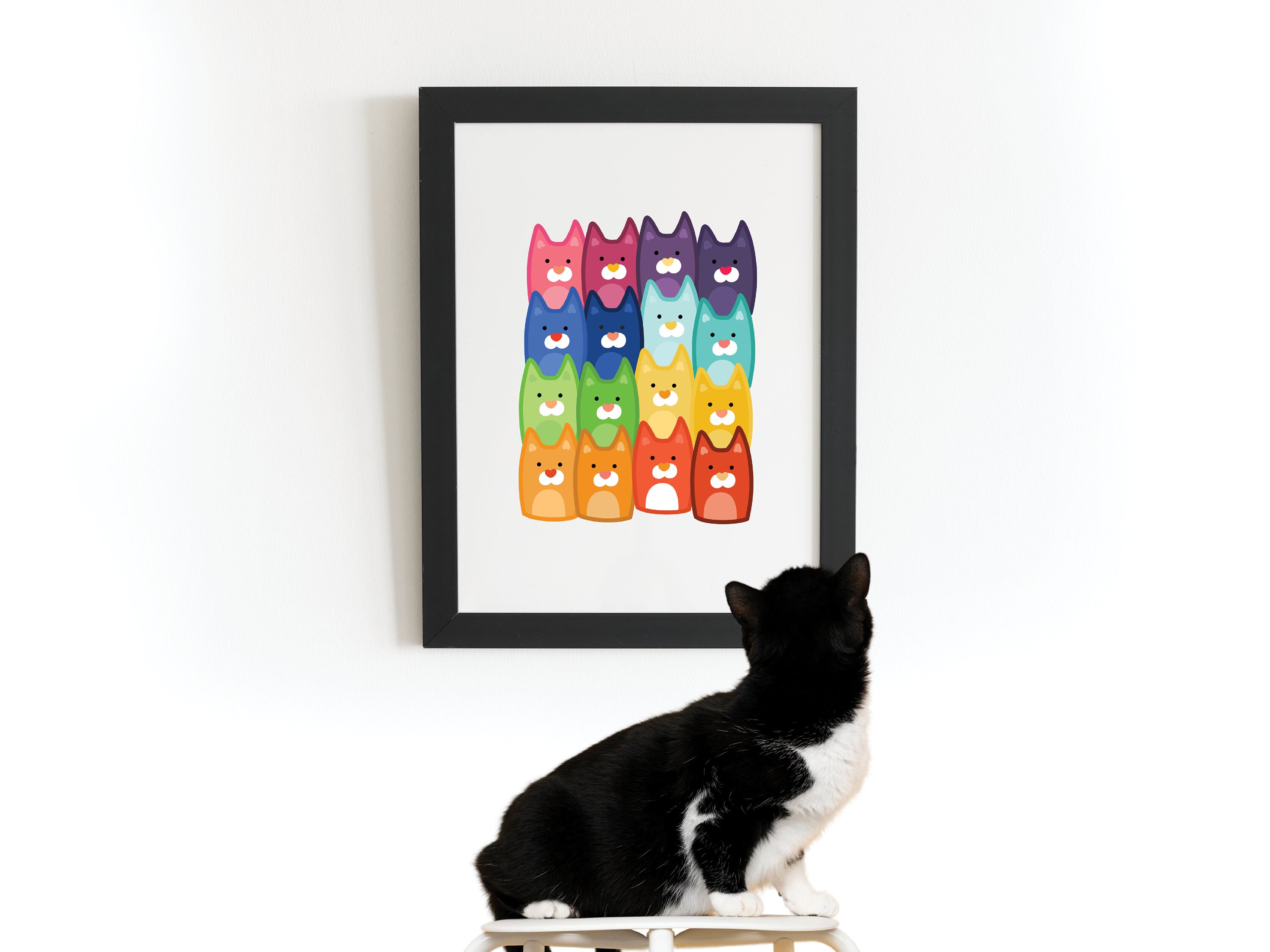 Digital Download Cat Sign Sign Colorful Rainbow Cats 8x10 - Etsy