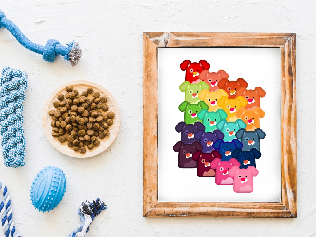 Digital Download, Dog Sign, Sign, Colorful Rainbow Dogs, 8x10, Instant ...