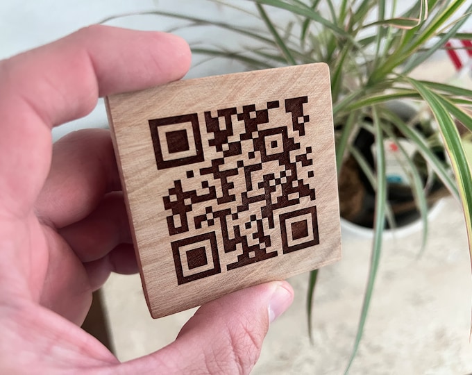 QR Code Wood Engraved Block Great for Guest Wifi, Airbnb, VRBO, Beach ...