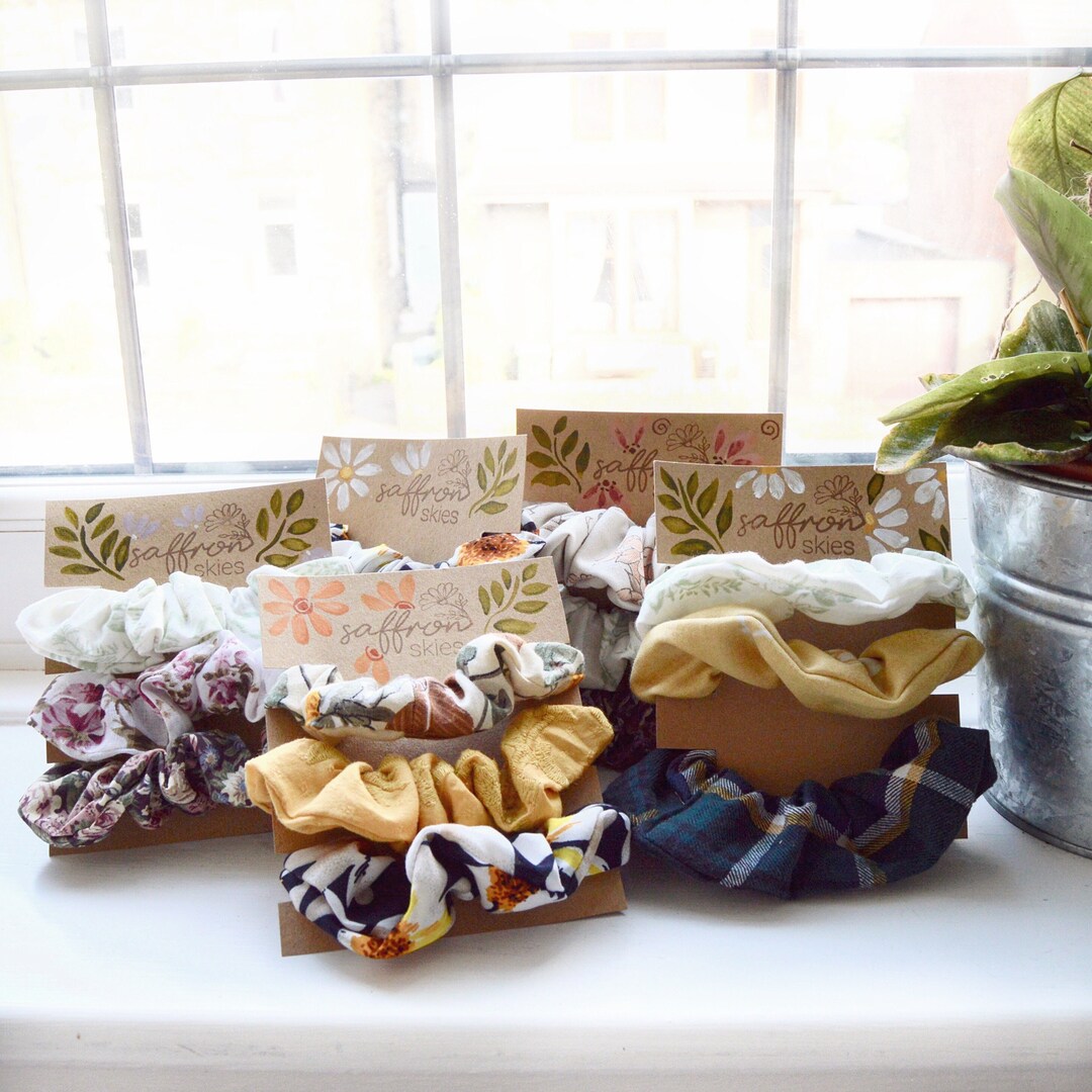 Set of 3 Scrunchies customisable Vintage Materials Recycled Repurposed ...