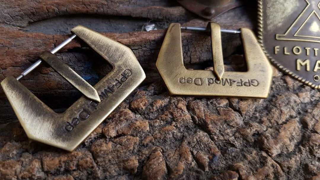 100% BRASS GPF Mod Dep Buckle for Panerai 24.5 Mm Good Patina (spring ...