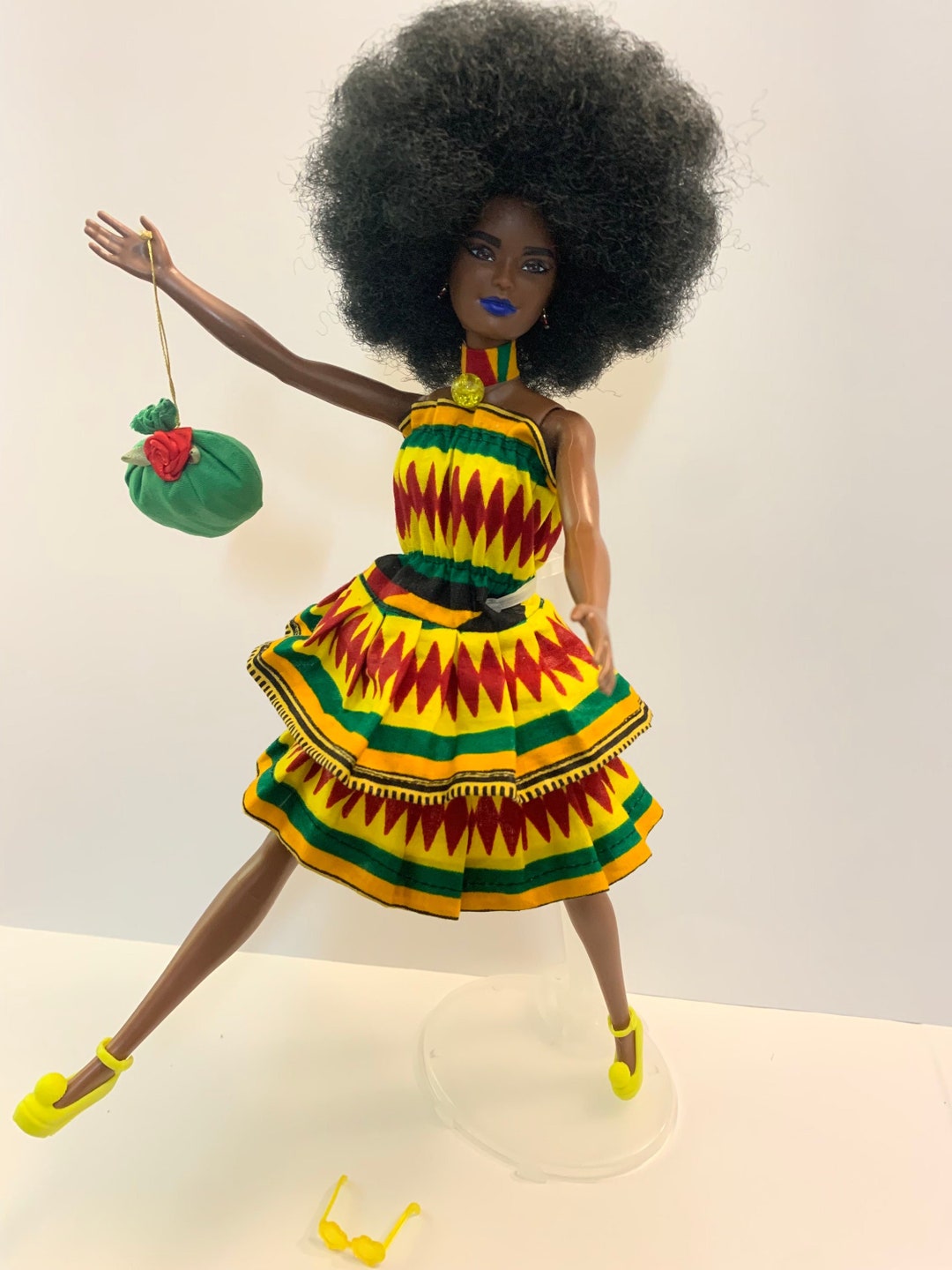 My African American Original Barbie Blue Lips Authentic African Fabric ...