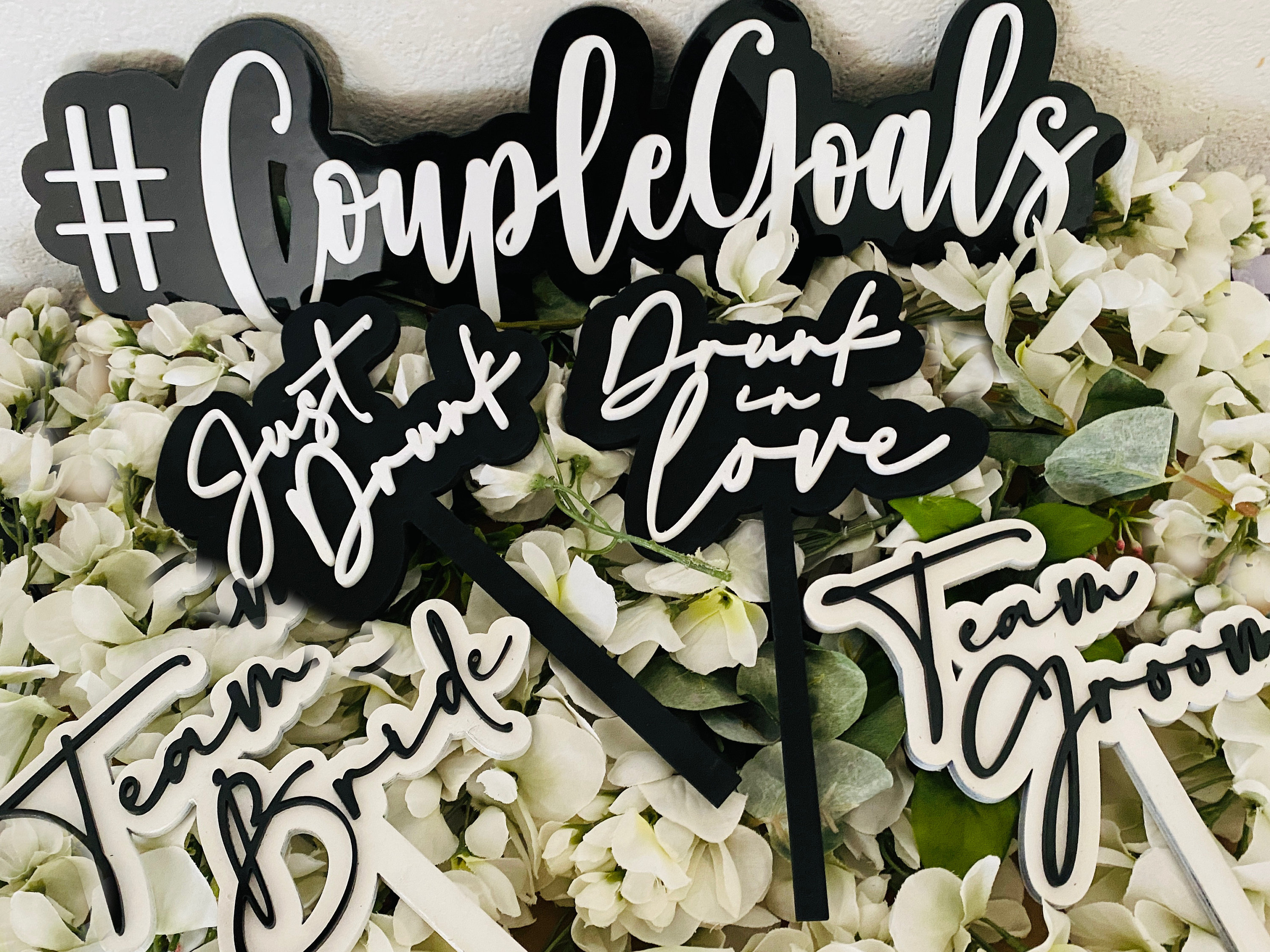 Wedding Photo Booth Props: #couplegoals, Team Bride/groom, Drunk in ...
