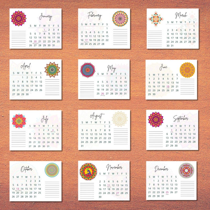 2025 Mandala Calendar - Etsy