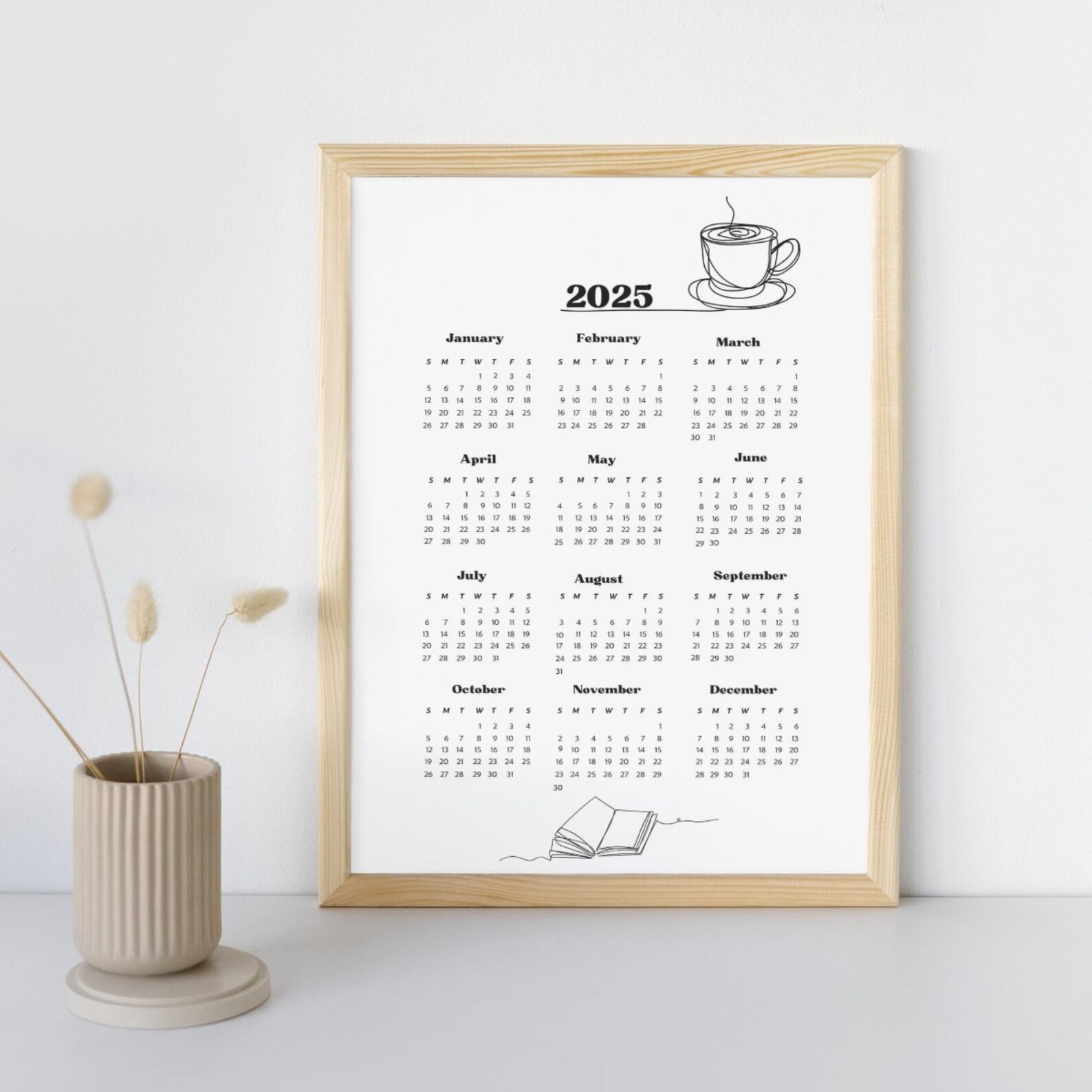 PRINTABLE Calendar 2025, Minimalist Calendar 2025, Wall Calendar 2025 ...