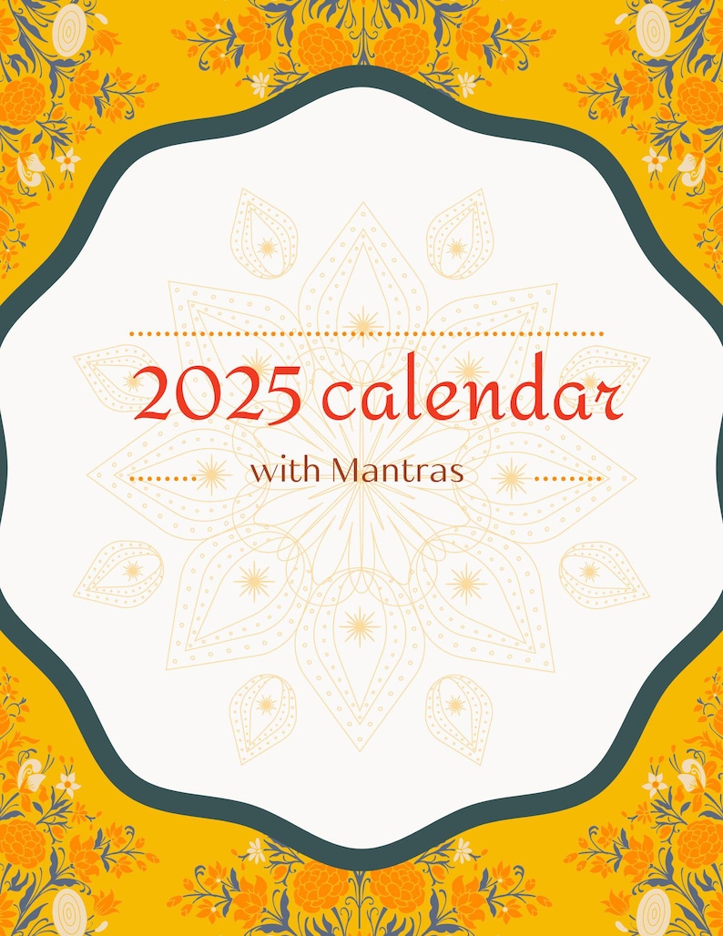 2025 PRINTABLE Wall Calendar With Mantras, Sanskrit Mantra Calendar, 2025 Printable Calendar ...