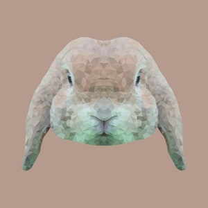 Bunny Face Illustration, Polygon Drawing, Polygonal Art, Digital Print ...