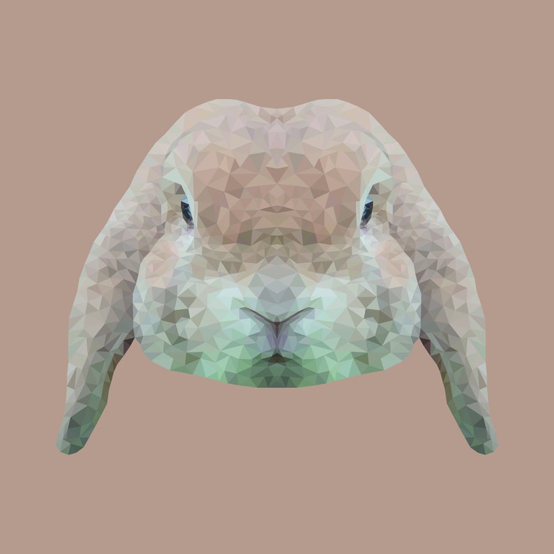 Bunny Face Illustration, Polygon Drawing, Polygonal Art, Digital Print ...