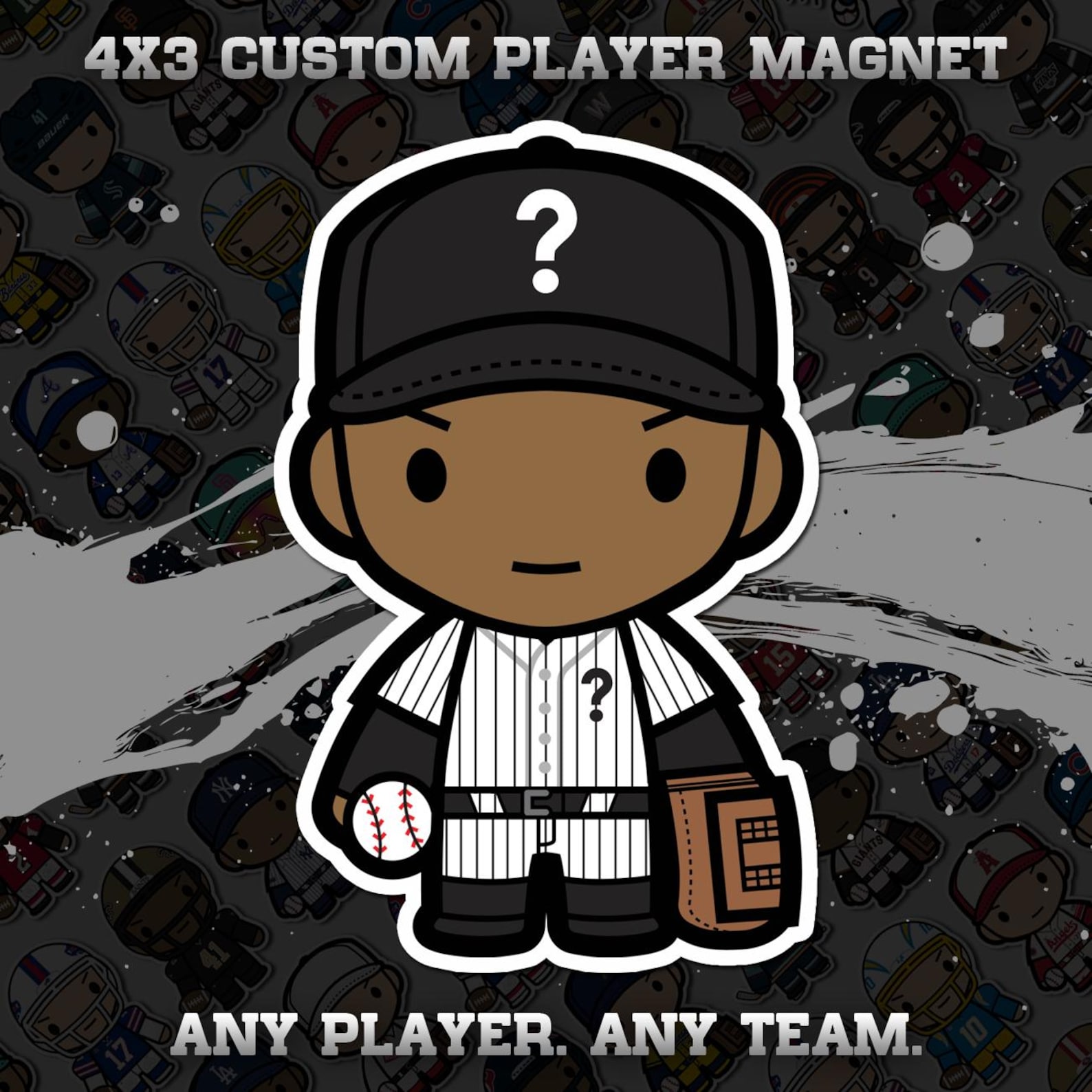 4x3 Custom Player Magnet - Any Player. Any Team. - Baseball - Etsy