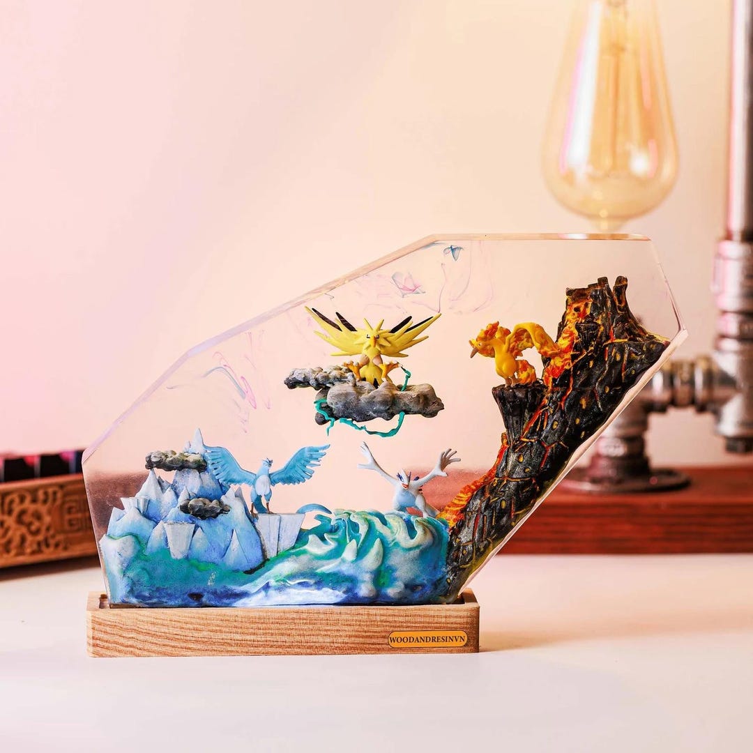 Legendary Bird Pokémon Resin Lamp Articuno Zapdos Moltres Lugia Diorama ...