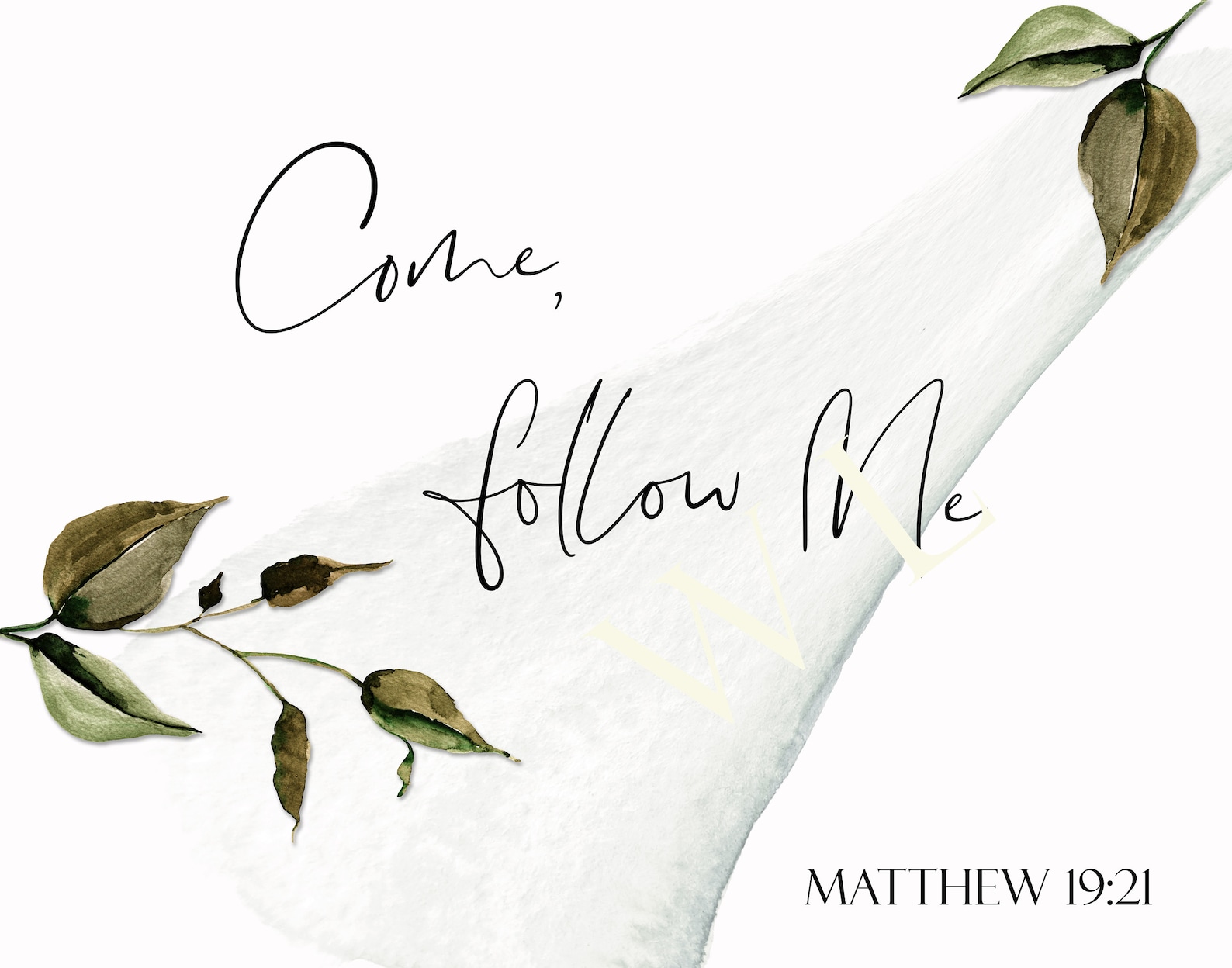 Follow Me Printable Bible Verse Greenery Wall Art Spiritual | Etsy