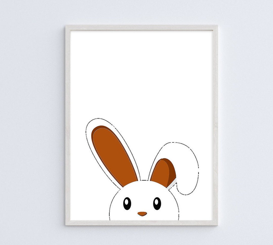 Printable Nursery Rust N White Bunny Ears, Digital Bunny Head Wall Art ...