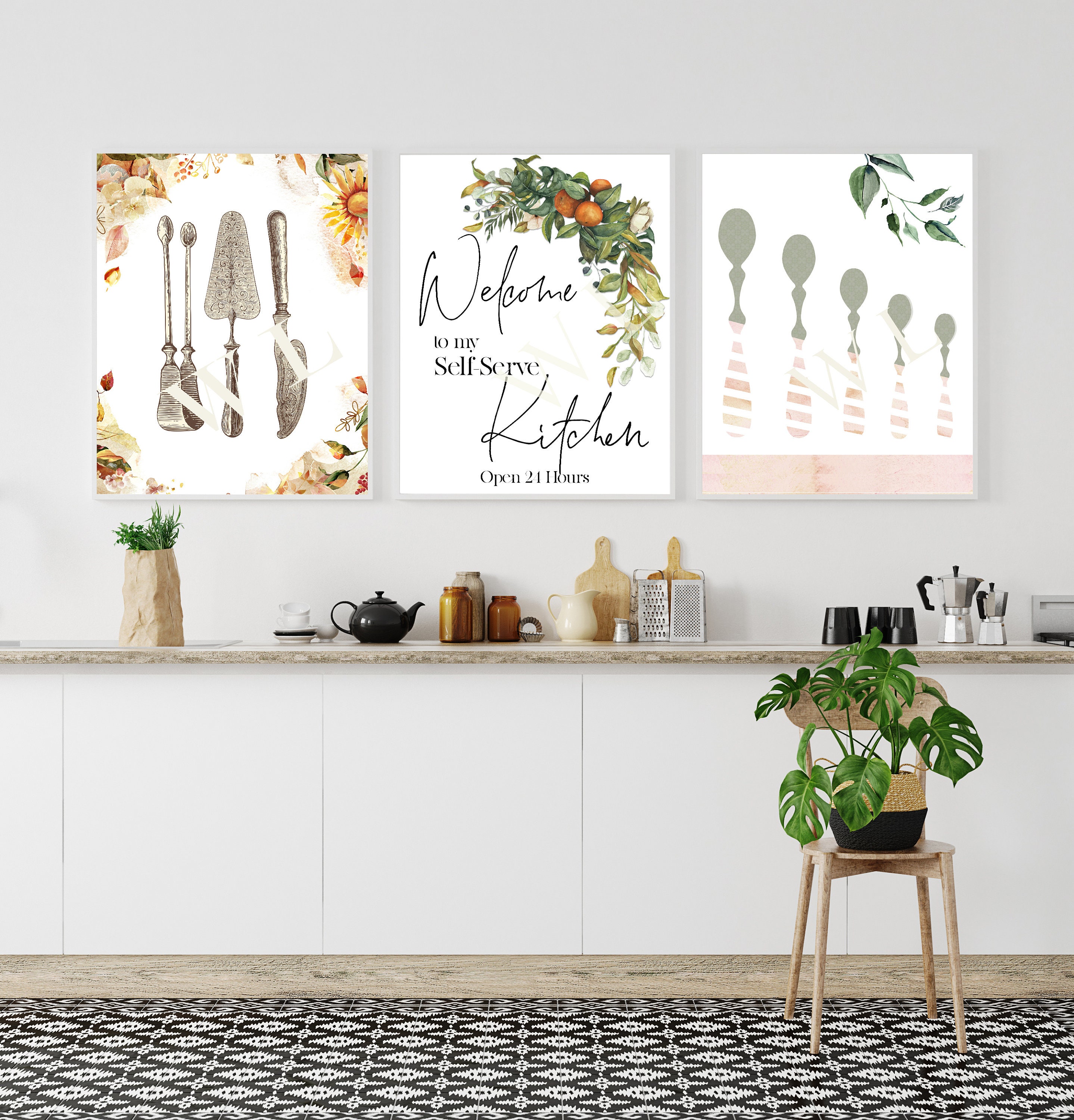 Welcome to My Kitchen Greenery Print Self Serve Kitchen Open 24 Hours ...