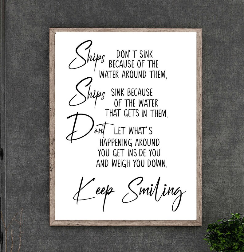 Ships Don't Sink Success Quotes Mental Health Art Printable Wall ...