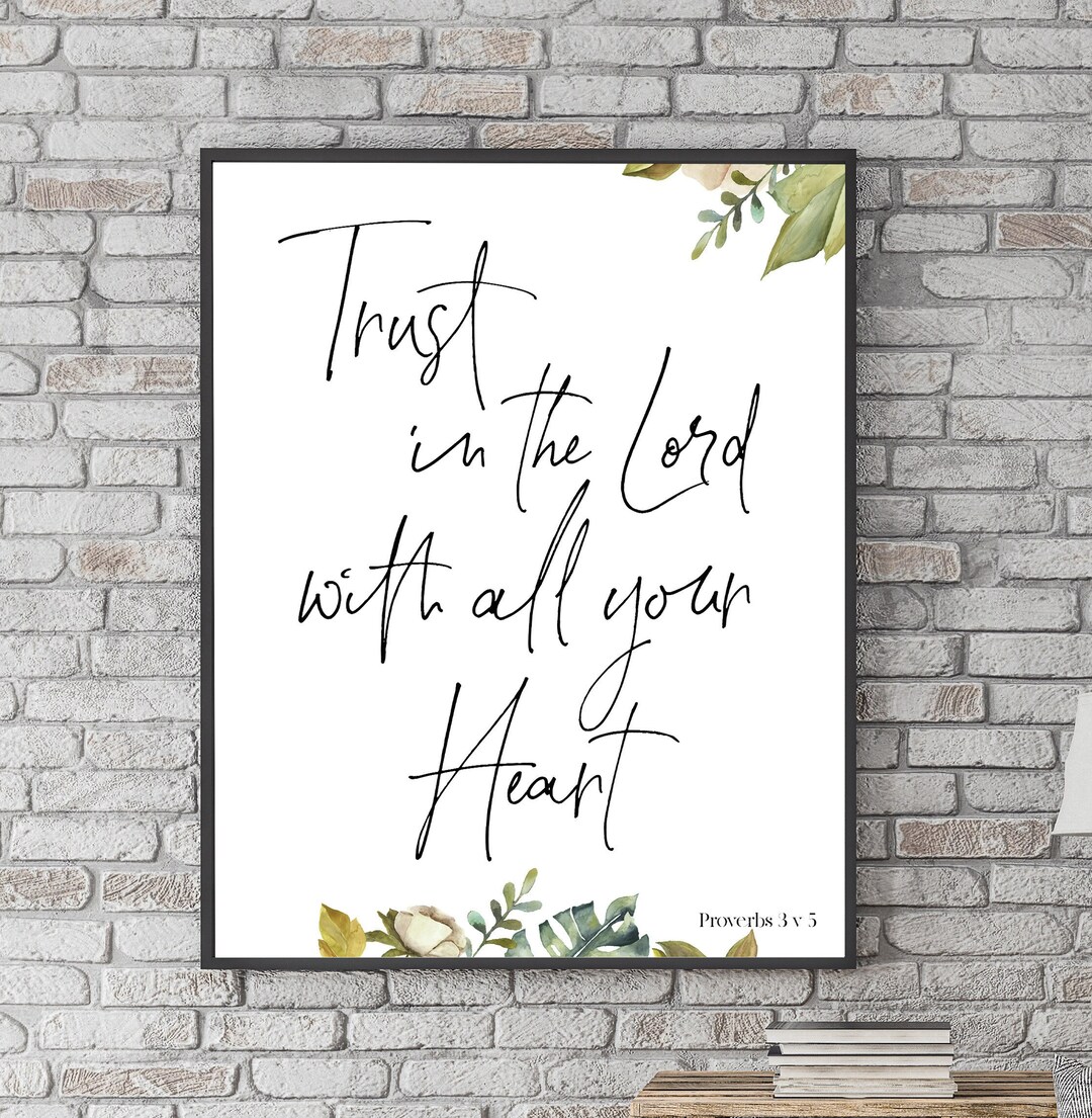 Digital Proverbs 3v5 Bible Text Print Christian Bible Verse - Etsy