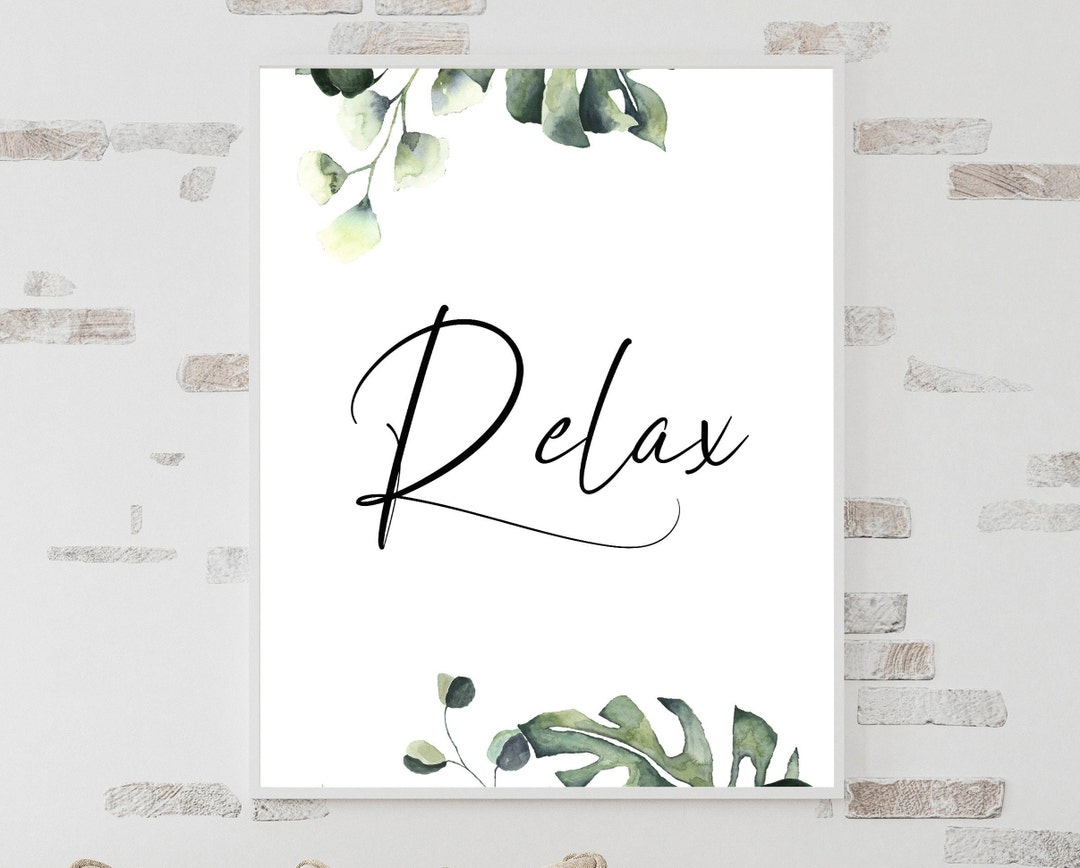 Digital Relax Print Minimal Line Art Body Positive Art Good Vibes Print ...