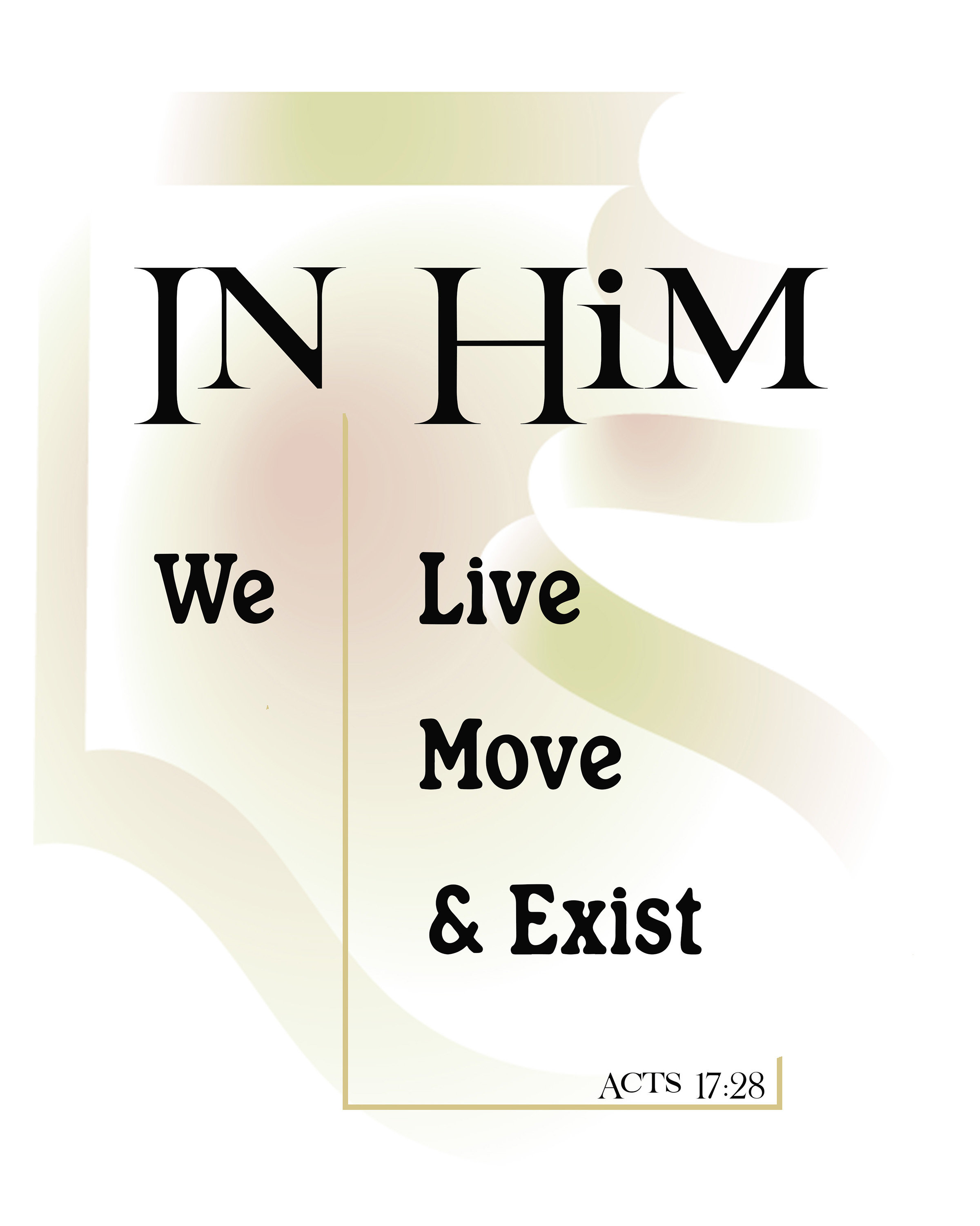 Digital Bible Art Poster, Verse in Him We Move, Digital Floral Text ...