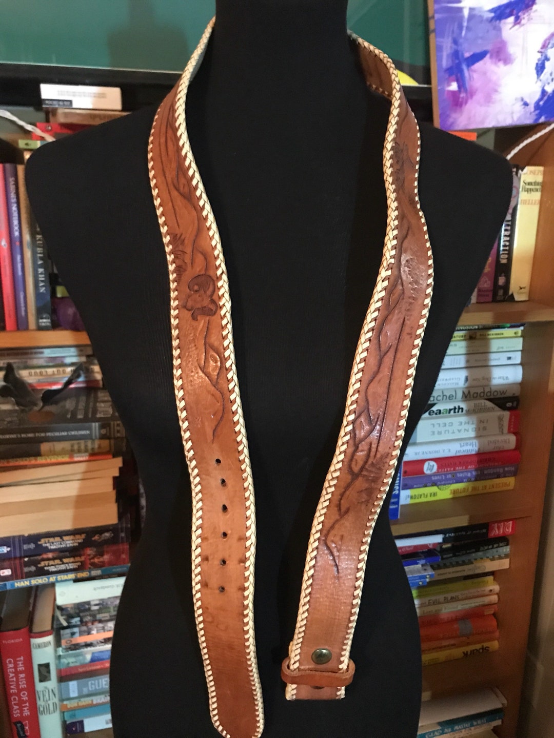 Handmade Tooled Leather Belt WITHOUT Buckle (has Initials "lej") - Etsy