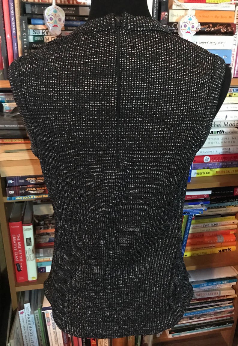 60's Black Sleeveless Sweater With Metallic Thread - Etsy