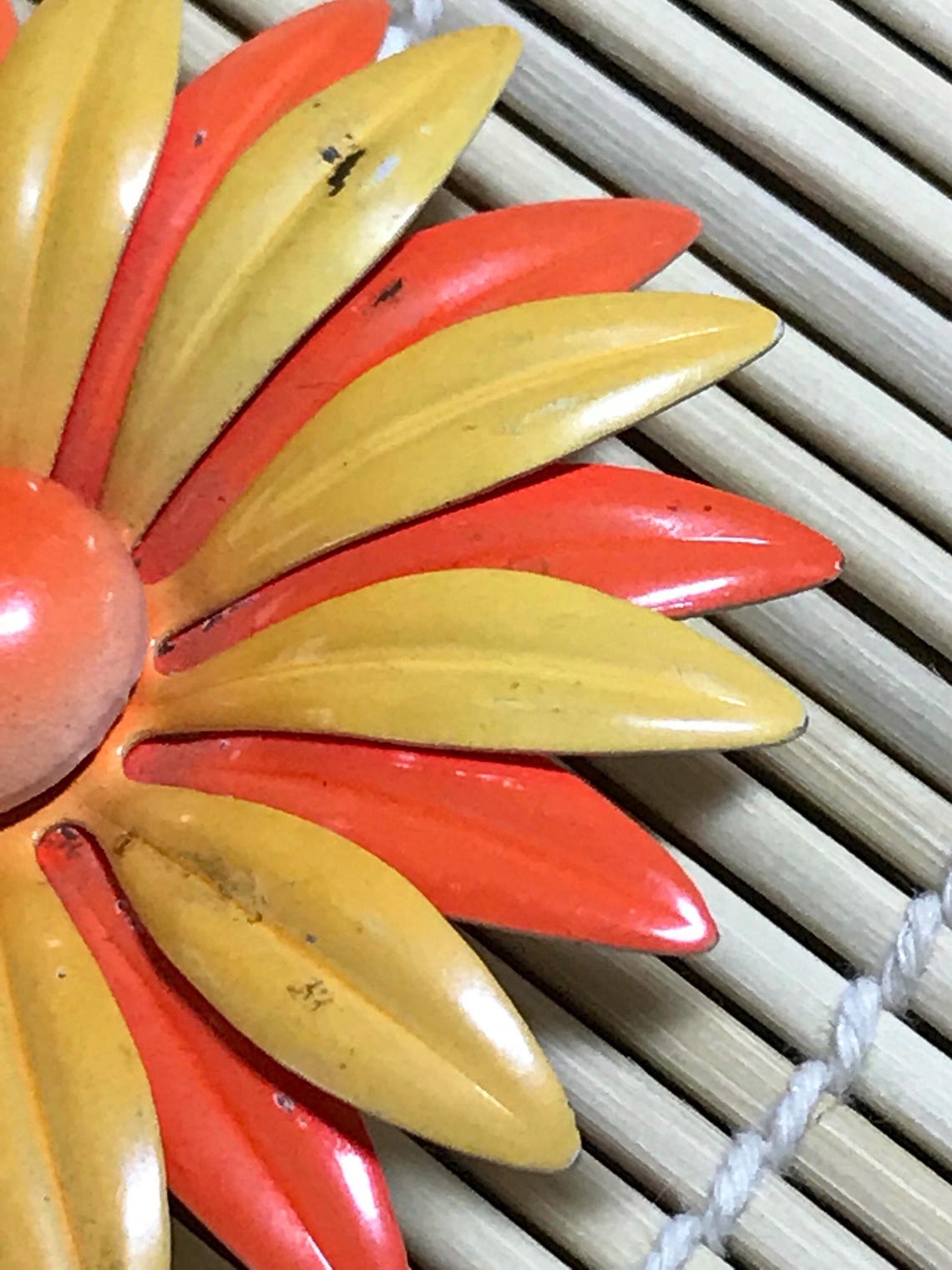 Mod Large 60's Bright Painted Metal Flower Brooch | Etsy