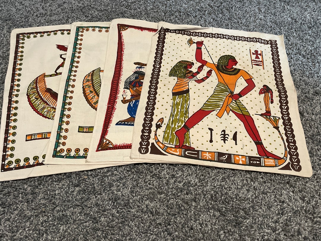 4 Midcentury Ancient Egyptian Screen Printed Placemats (set 1) - Etsy