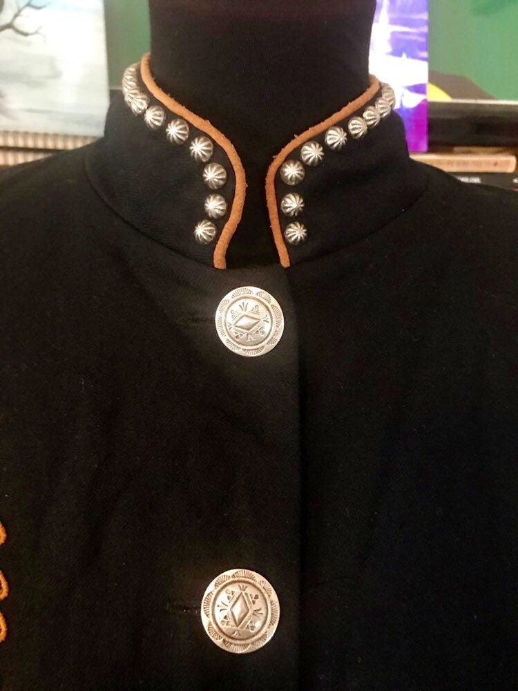 Western Style Embroidered Wool Jacket With Concho Buttons by - Etsy