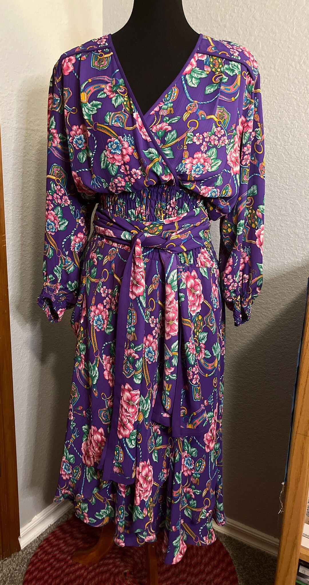 80’s Designer Diane Freis Purple Dress - Etsy