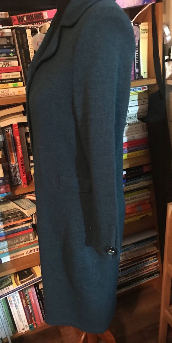 1980's Antonella Preve Blue Green Button Front Sweate… - Gem