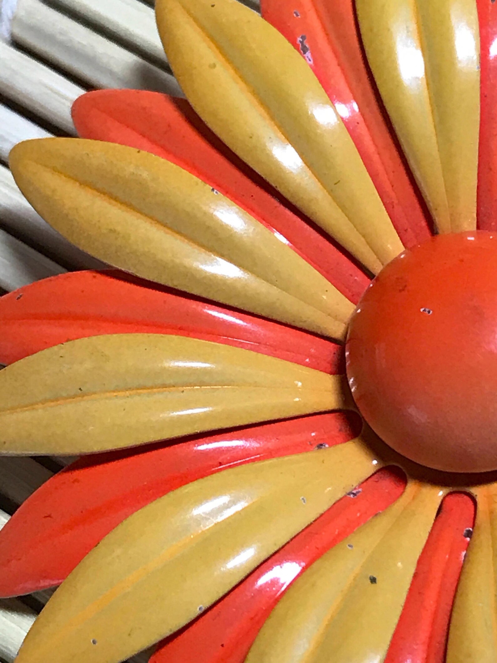Mod Large 60's Bright Painted Metal Flower Brooch - Etsy