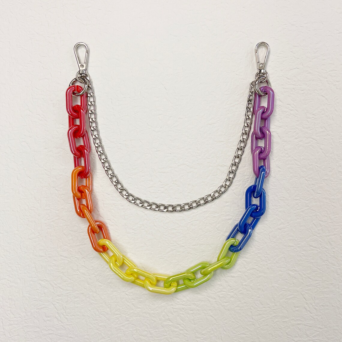 Iridescent Rainbow Chunky Chain Waist Belt Acrylic & Metal - Etsy