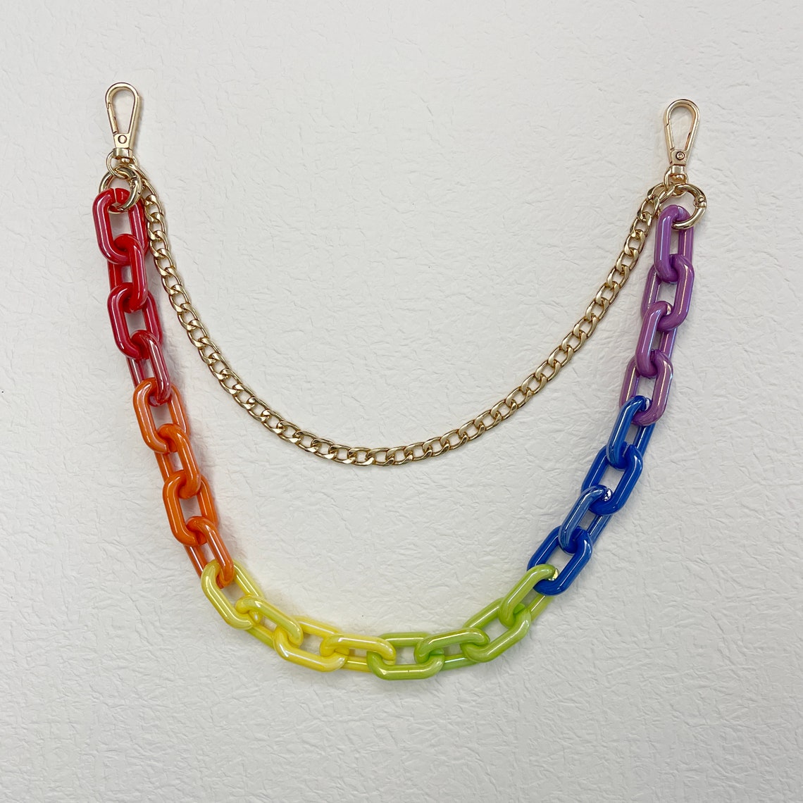 Iridescent Rainbow Chunky Chain Waist Belt Acrylic & Metal - Etsy