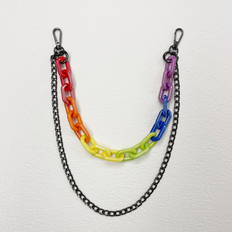 Iridescent Rainbow Chunky Chain Waist Belt Acrylic & Metal - Etsy