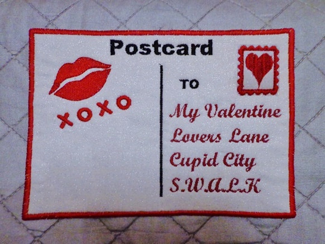 Valentine Postcard Machine Embroidery Design - Etsy