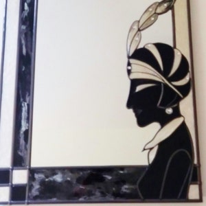 A Bespoke 1920s Art Deco Style Flapper. A Leaded 30x50cm Mirror in ...