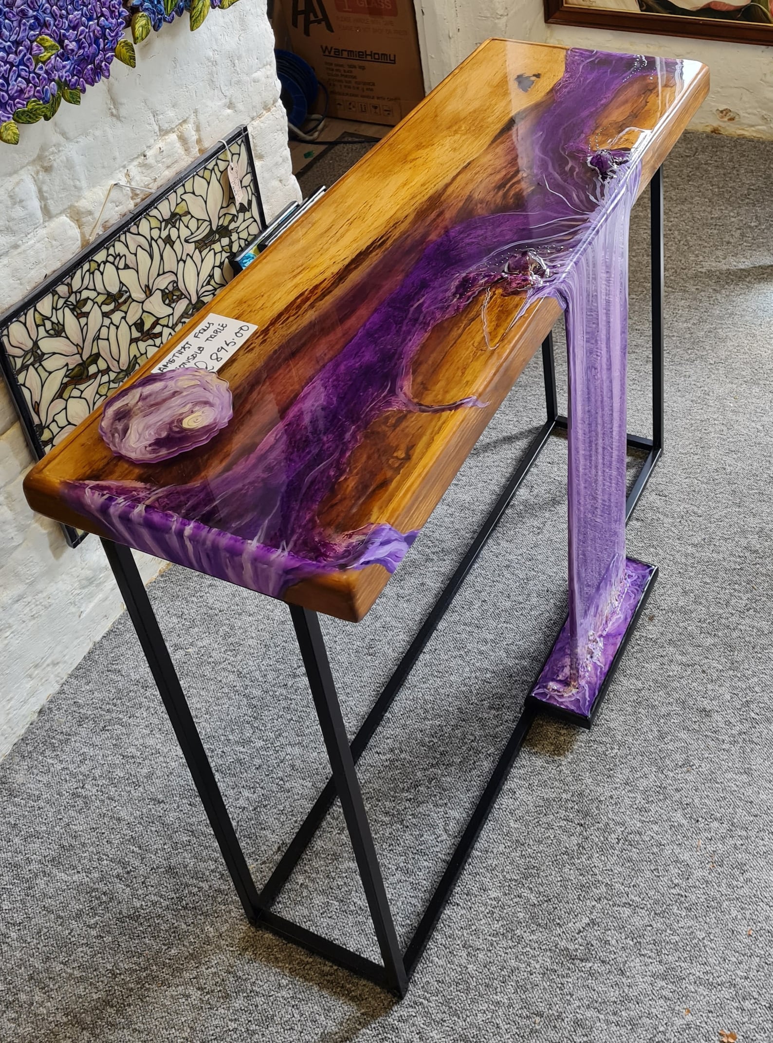 Resin Waterfall Console Table With Amethyst - Etsy