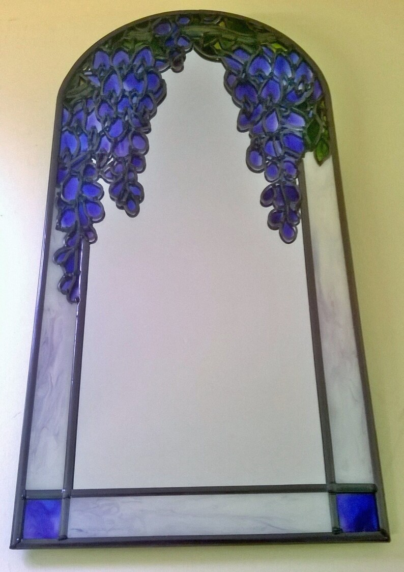 Art Nouveau Poppy Leaded Mirror, Tiffany Style, Black & Gold - Etsy