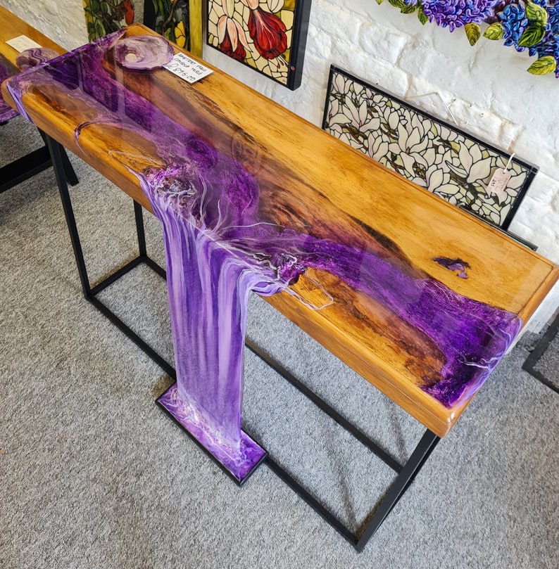 Resin Waterfall Console Table With Amethyst - Etsy UK