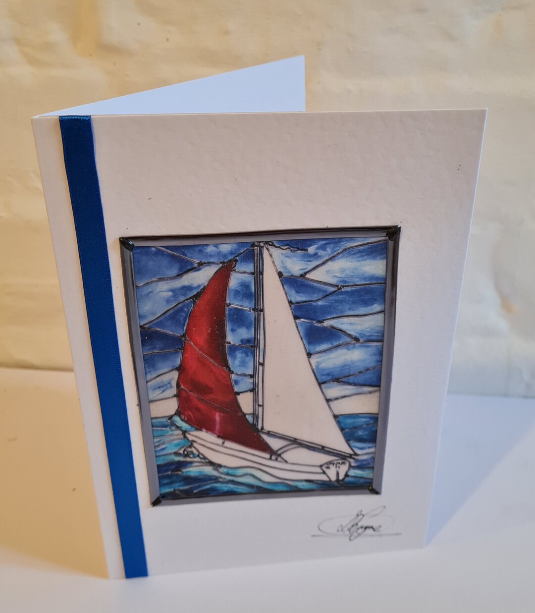 Fabric Print/stained Glass Effect Card. - Etsy