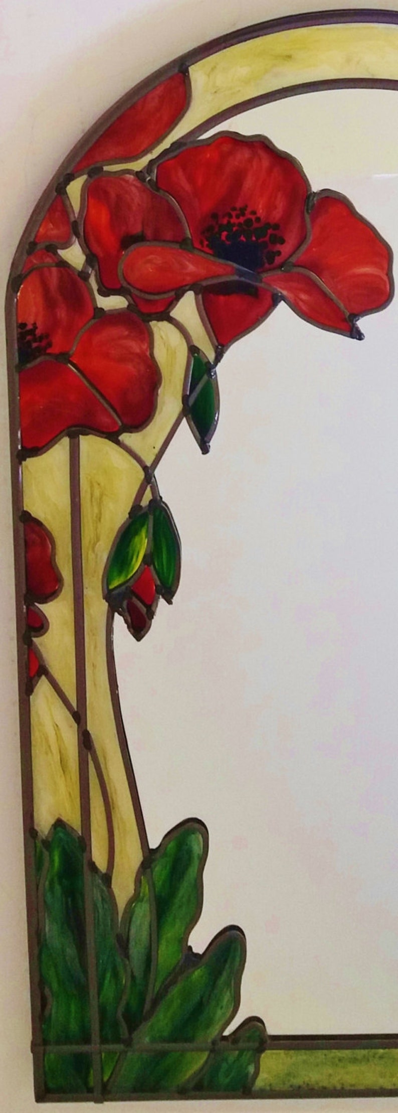 Poppies Decorative Mirror A Bespoke Art Nouveau 1920s - Etsy