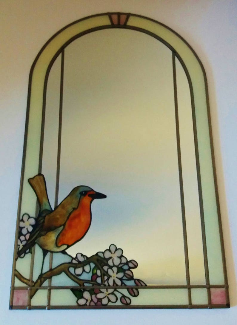 Robin Decorative Mirror A Bespoke Art Nouveau & Tiffany - Etsy UK