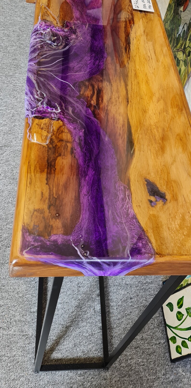 Resin Waterfall Console Table With Amethyst - Etsy