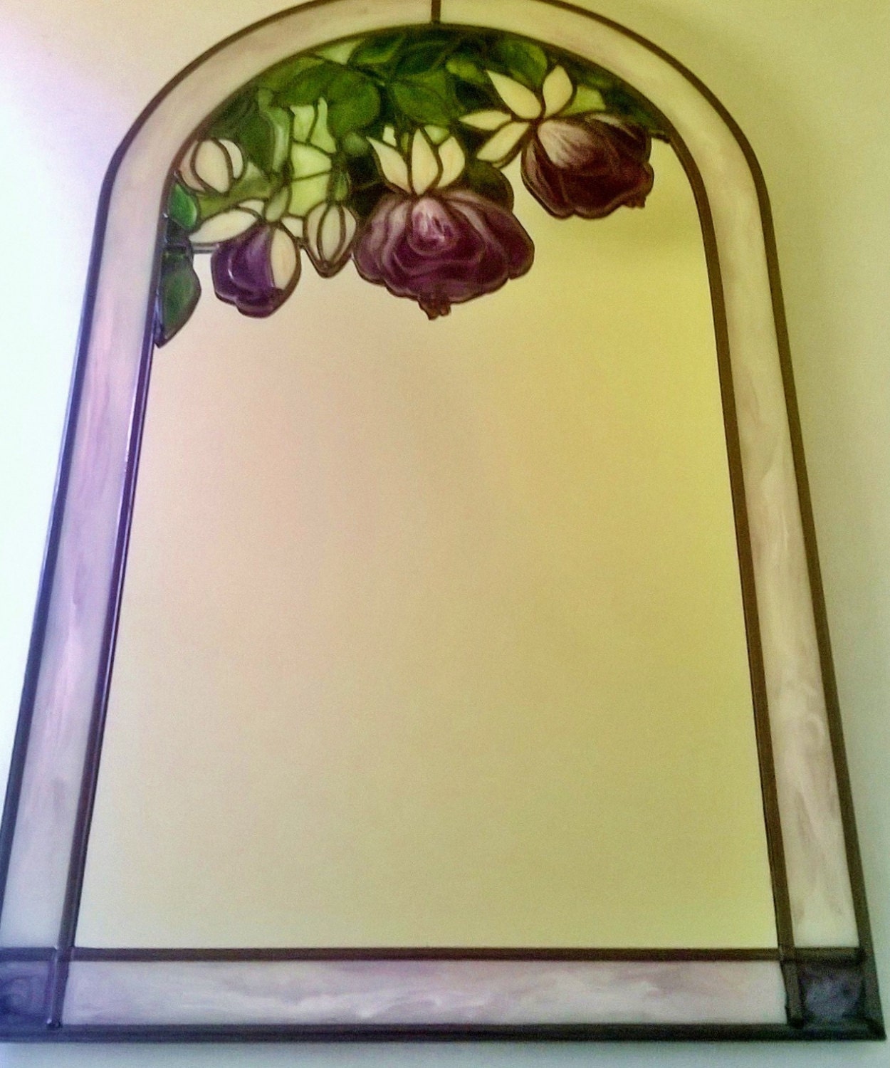 A Bespoke Art Nouveau ~ Tiffany Inspired Yellow Freesia Leaded Arched ...