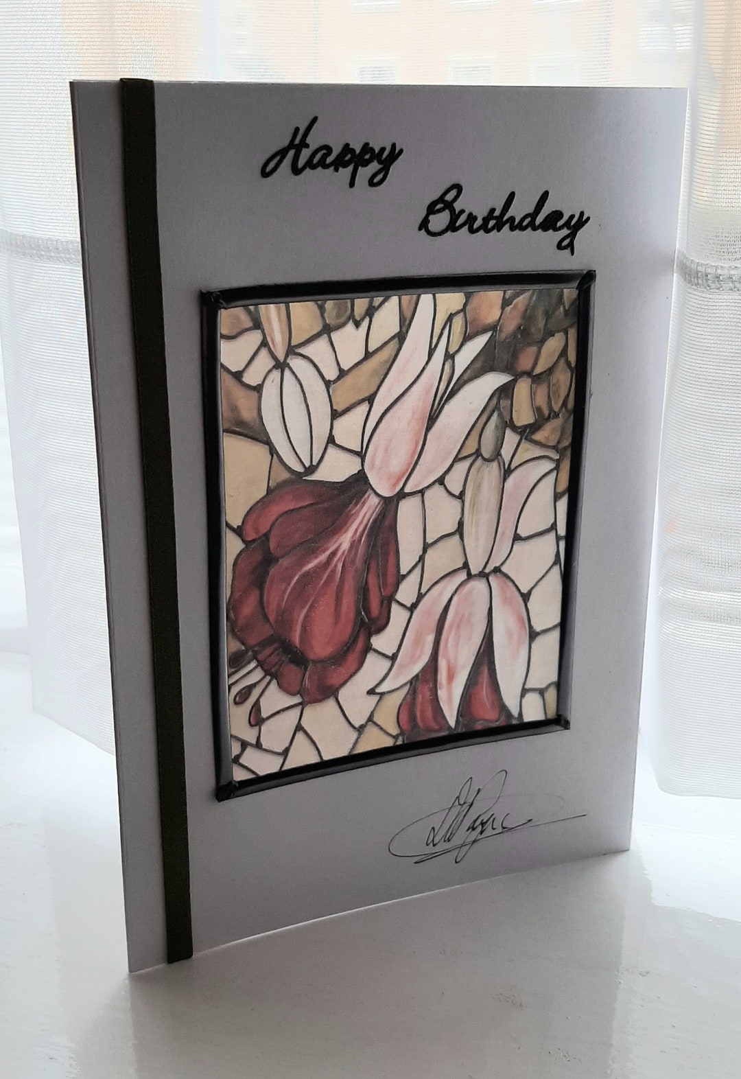 Fabric Print/stained Glass Effect Card. - Etsy