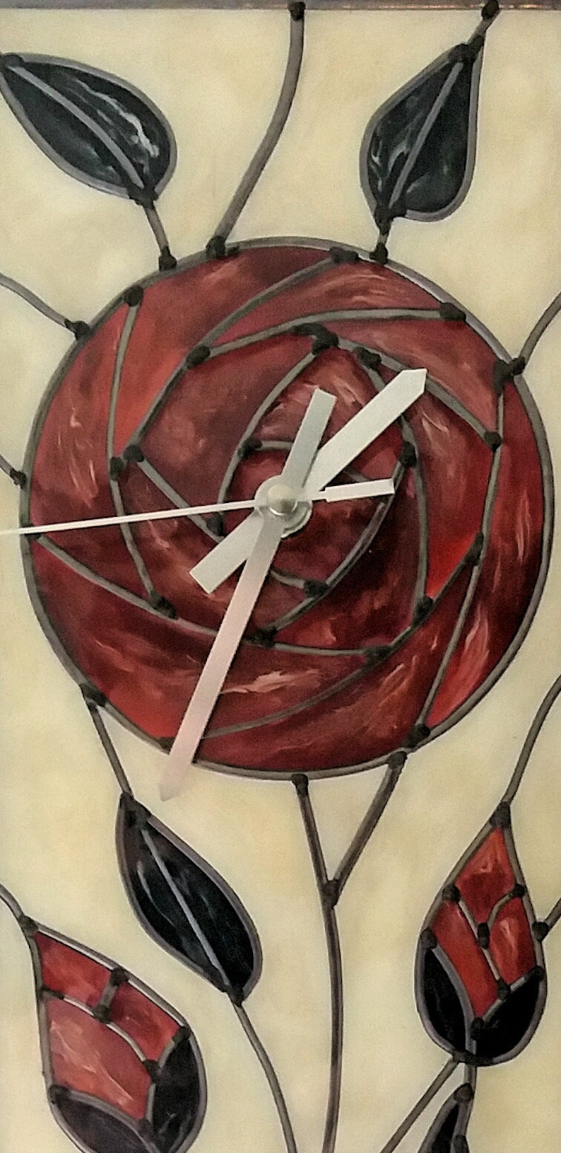 Mackintosh Red Rose style wall clock. 24 x 52 cm | Etsy