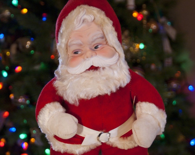 Vintage Rushton Company Santa Claus Plush Toy 15 Doll Rubber Face Star ...