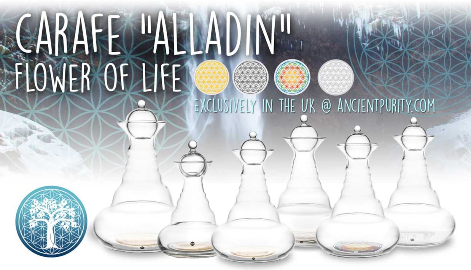 CARAFE Aladdin 2.3L - Gold Flower of Life | Sacred Geometry | Structure ...