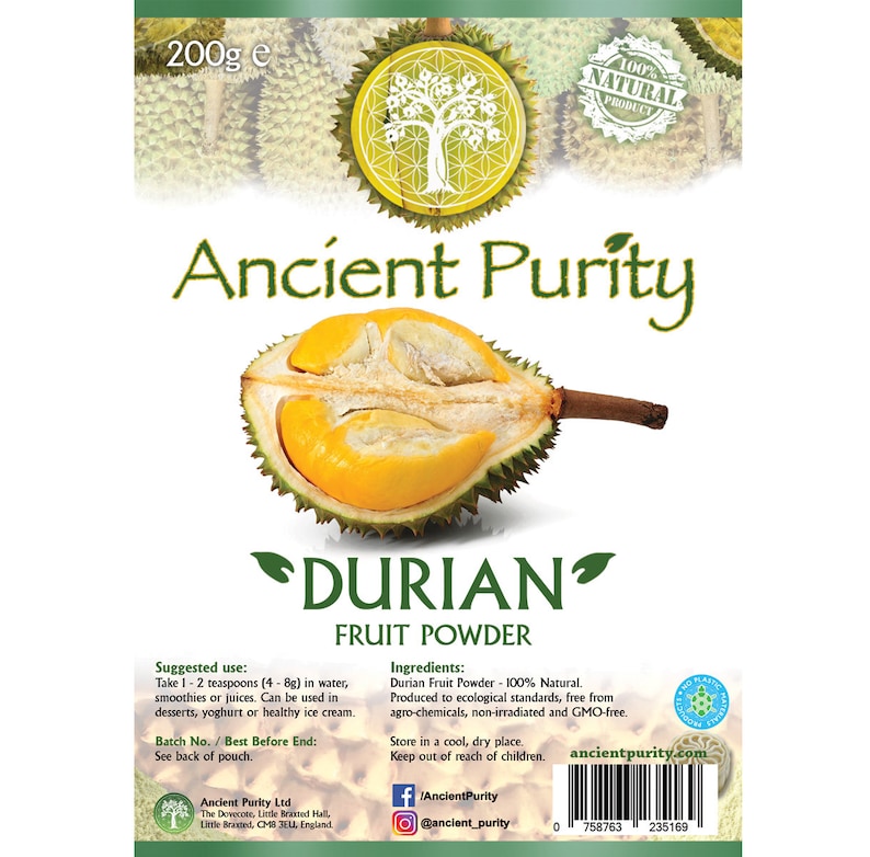 Durian Fruit Powder - 200g | King of Fruits / Superfood | From Thailand ...