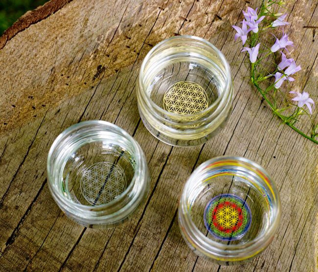 Drinking Glass Mythos 250ml Energise Your Beverages flower of Life - Etsy