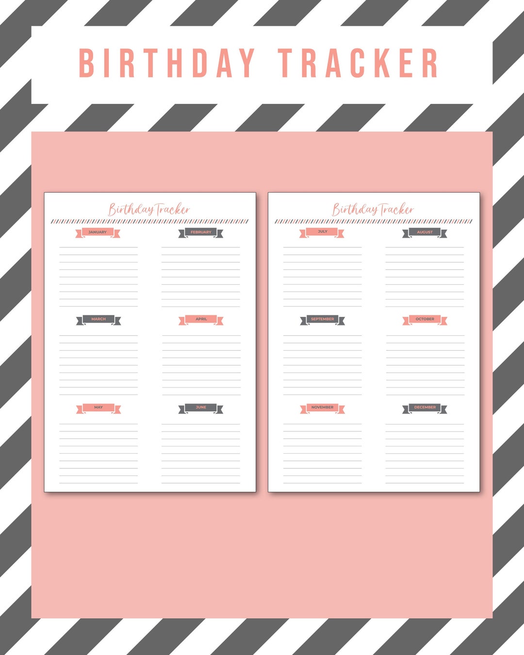 Birthday Tracker Printable Yearly Birthday Listing for - Etsy